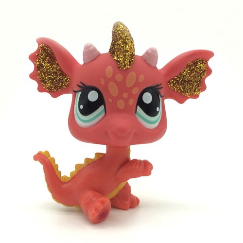 #2484 Littlest Pet Shop LPS Orange Dragon Blue eyes Toys Rare Figures ...