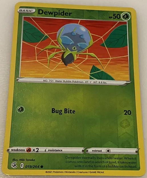 2021 Pokemon Sword and Shield Fusion Strike Dewpider C #19 Card! | eBay