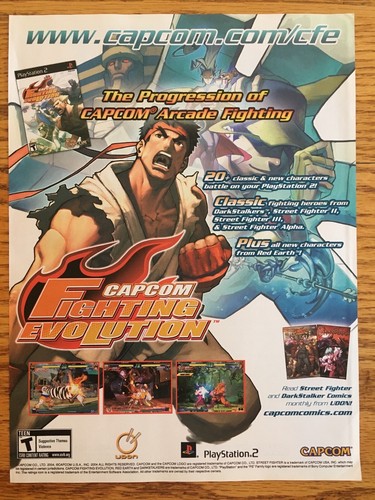 Capcom Fighting Evolution PS2 Playstation 2 Xbox 2004 Vintage Poster Ad ...