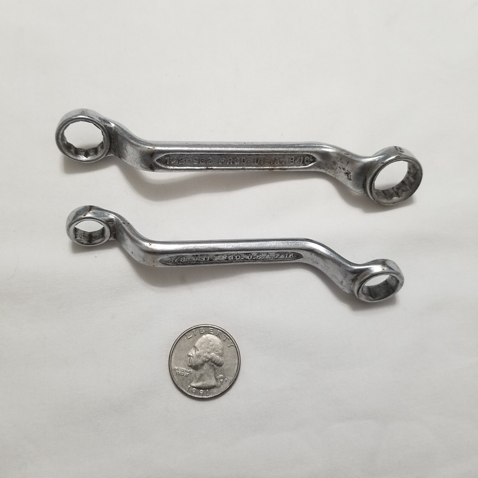 Vtg Indestro Select 2pc Offset Double Box End Wrench Set 931-932 3/8"-9 ...