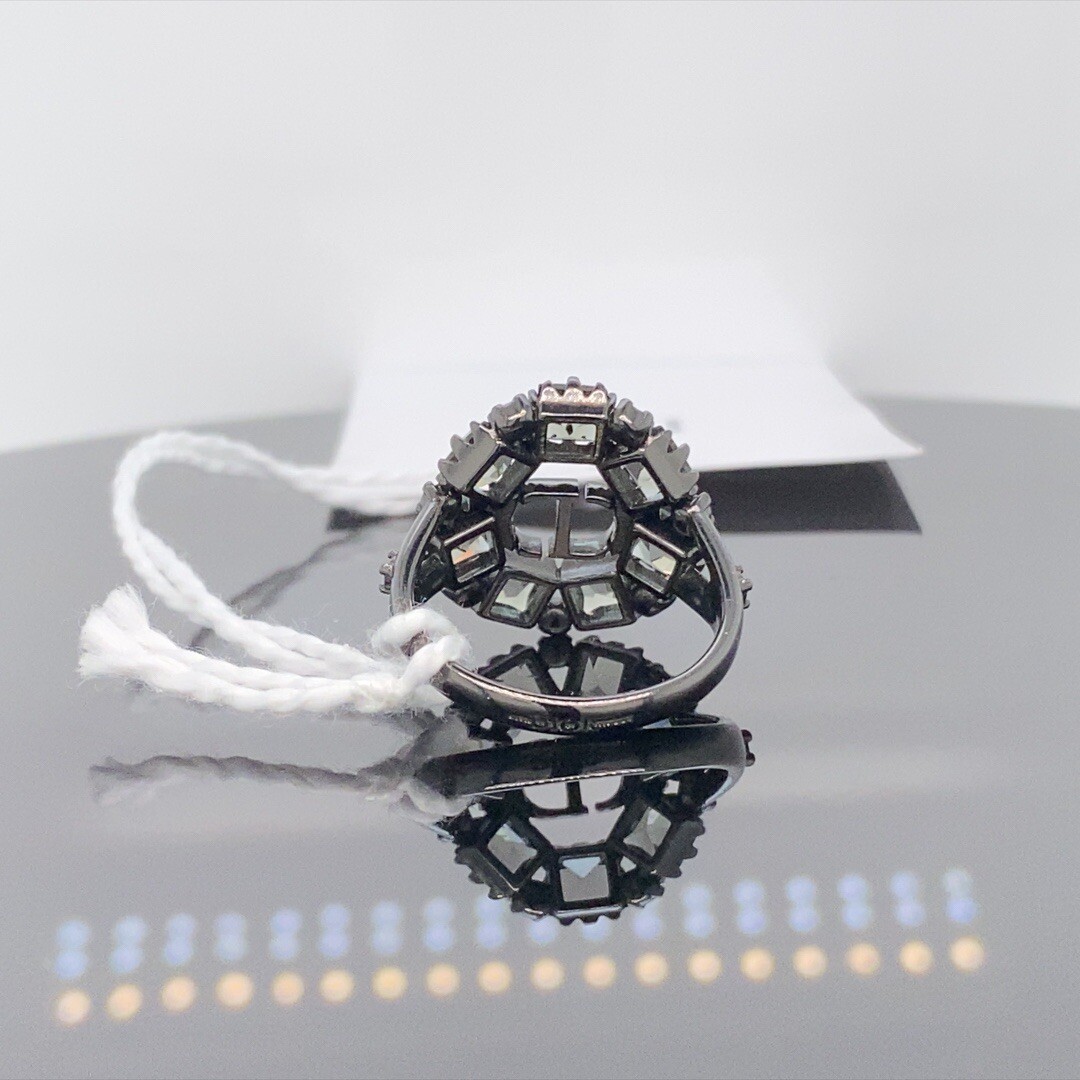 Christian Dior Black-Finish Metal & gray Crystals Ring New Christian Dior Black-Finish Metal & gray Crystals Ring New