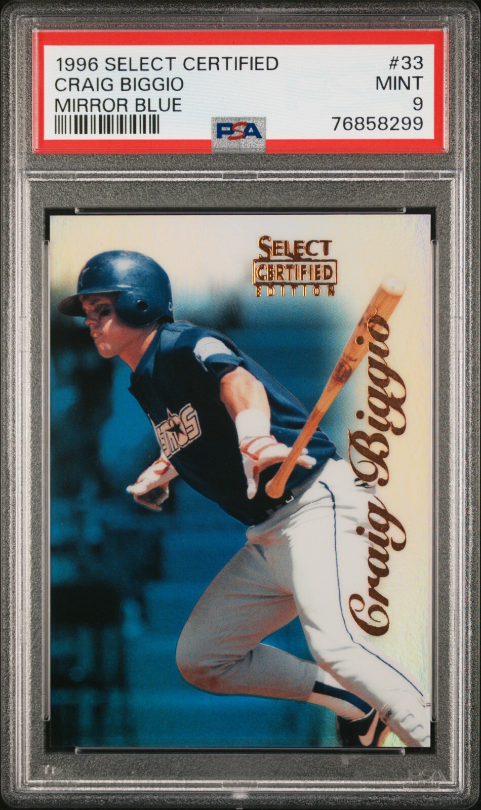 1996 Select Certified Mirror Blue Craig Biggio Card #33 Graded PSA 9 ...