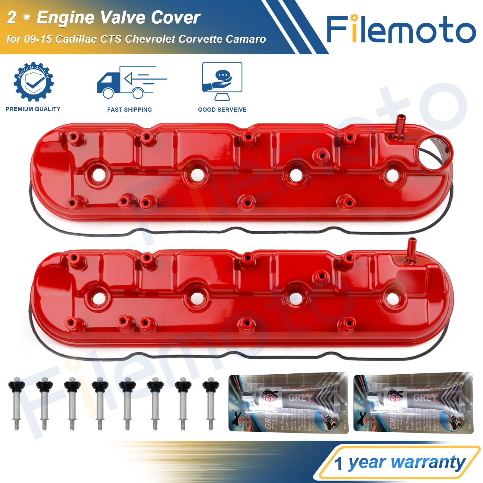 2 * Engine Valve Cover for 09-15 Cadillac CTS Chevrolet Corvette Camaro ...