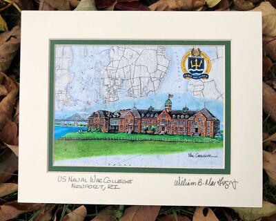 US Naval War College art print Luce Hall Navy Newport RI graduation ...