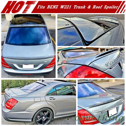 2013 Fits Mercedes Benz W221 4DR S-Class Roof + Trunk Spoiler Painted ...