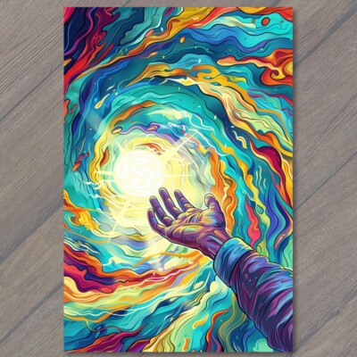 POSTCARD Hand Void Psychedelic Into The Light Forever Colorful Weird ...