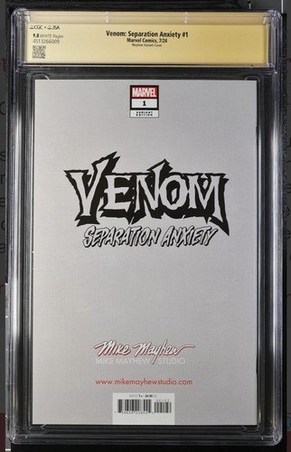 VENOM SEPARATION ANXIETY #1 9.8 CGC JSA Mike Mayhew Signature Marvel ...