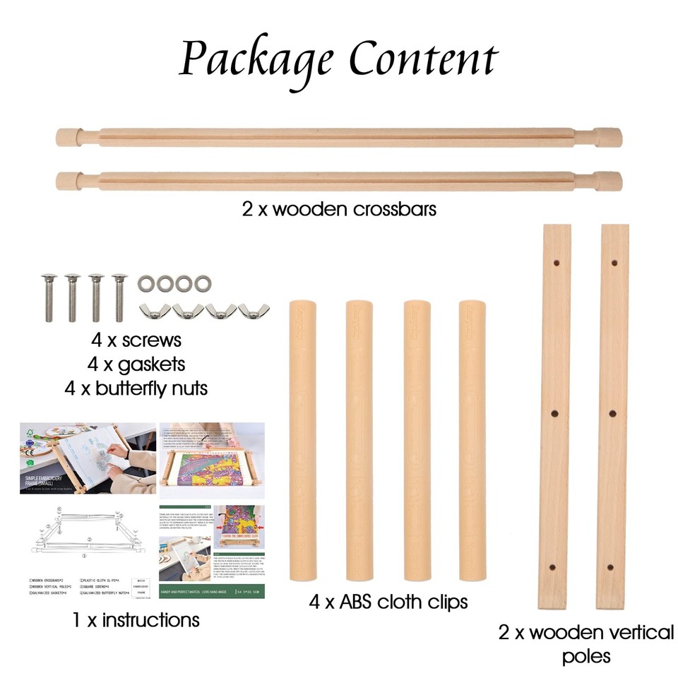 Beech Wood Tapestry Scroll Embroidery Frame, Cross Stitch Frame Holder ...