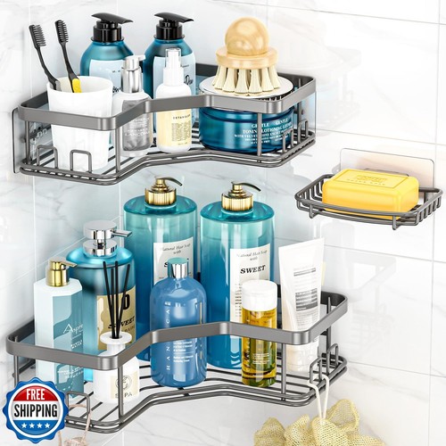 MAXIFFE 3 Pack Corner Shower Caddy with Soap Holder, Large Capaci | eBay