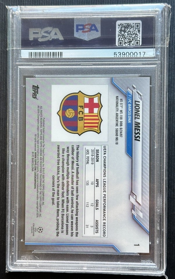 2019 TOPPS CHROME UCL LIONEL MESSI SAPPHIRE EDITION PSA 10 | eBay