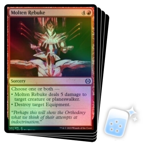 Foil Molten Rebuke X4 M/NM Magic: The Gathering MTG Phyrexia: All Will ...