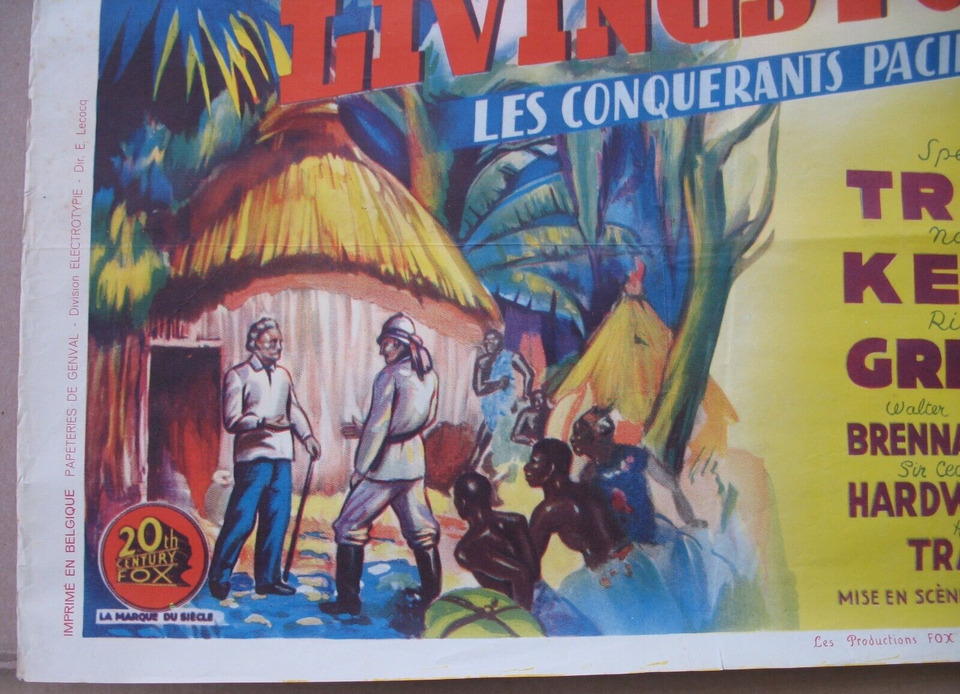 STANLEY AND LIVINGSTONE (1939) Pre-War Belgian Poster, Spencer Tracy ...