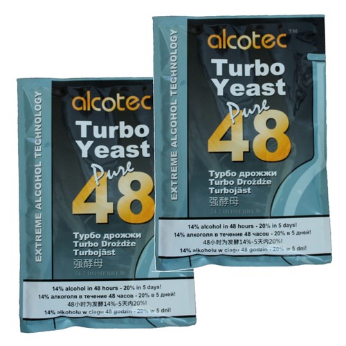 2x Alcotec 48 Pure Turbo Super Yeast Packets High Alcohol 20% Homebrew ...
