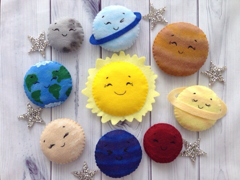 Space Planets Sun Felt Toys Set Solar System Baby Gift Decor for ...
