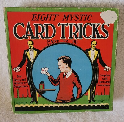 Vintage Eight Mystic Card Tricks Game In Original Graphic Box Complete ...