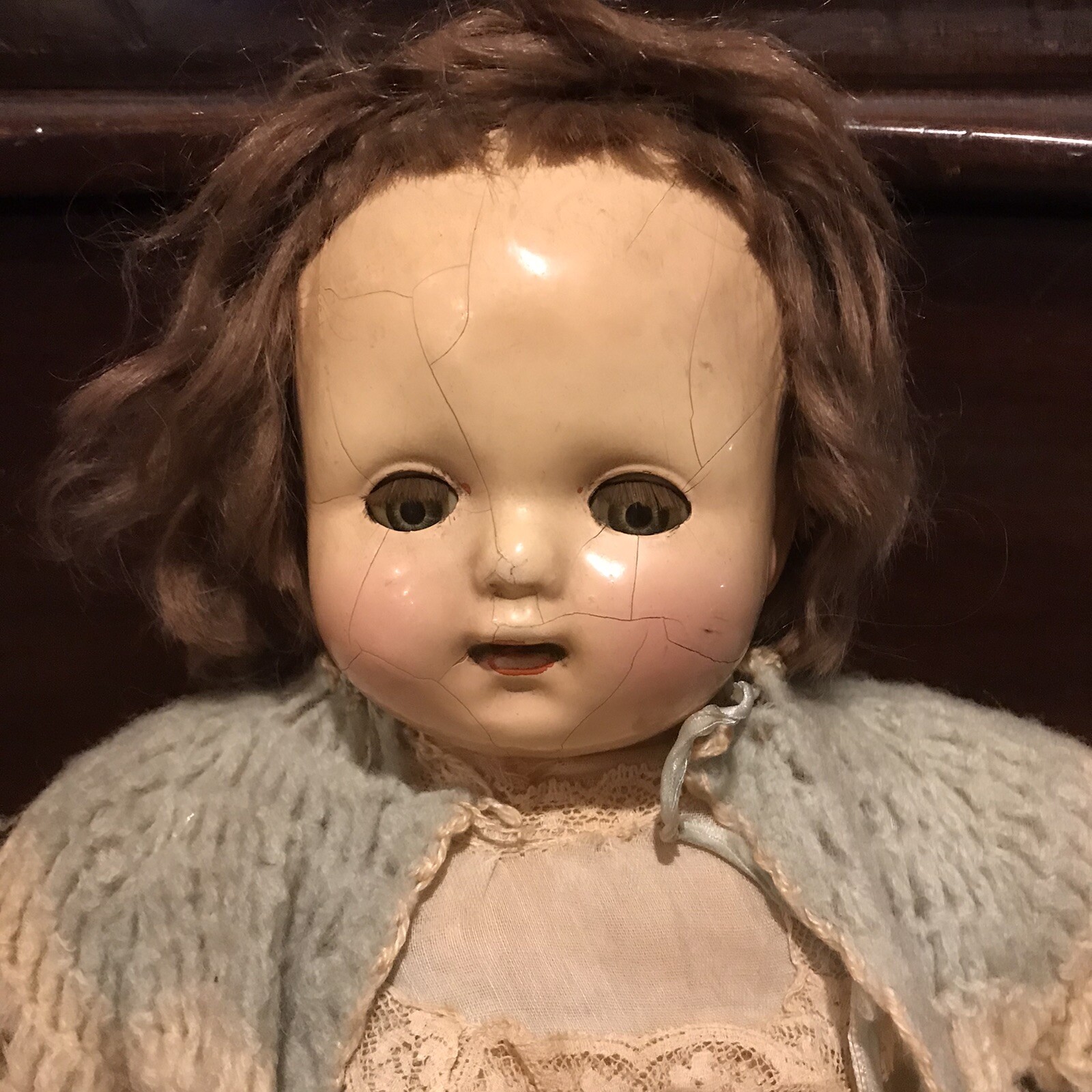 Antique Composition Doll, Cloth Body Open & Close Eyes Eye Lashes Wig ...