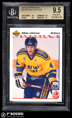 Nicklas Lidstrom RC BGS 9.5: 1991-92 Upper Deck CC Rookie Card Gem Mint ...