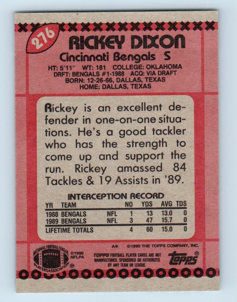1990 Topps Rickey Dixon Cincinnati Bengals #276 | eBay