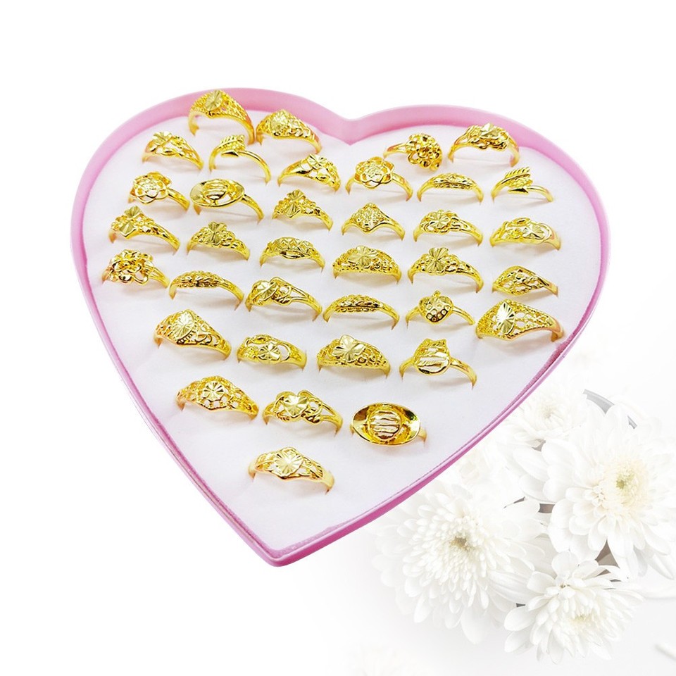 1 Set/36pcs Ring Set Gold Pattern Ring Costume Accessory Creative ...