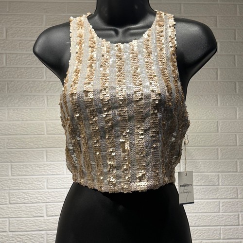 Forever 21 Sequin Crop Top Sleeveless Party Sparkle Tank Top M | eBay