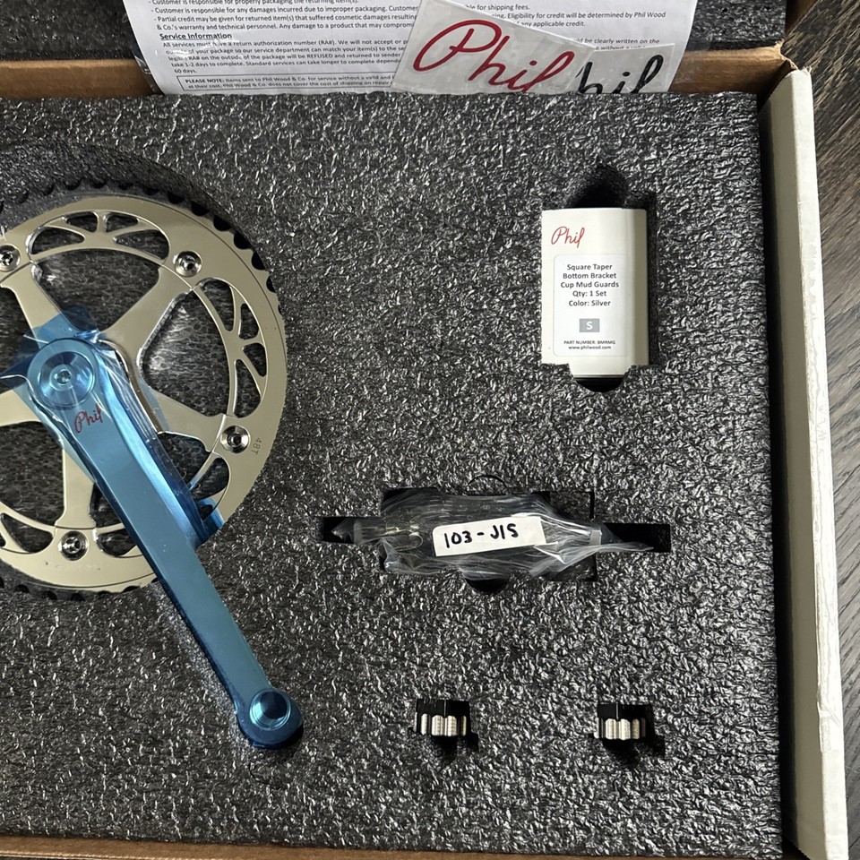 Phil Wood track crankset 165mm w/48t chainring and bottom bracket ...