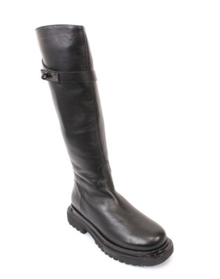 PHIL GATIÈR by REPO 12706 Black Leather Sheepskin Knee-High Boots 41 ...