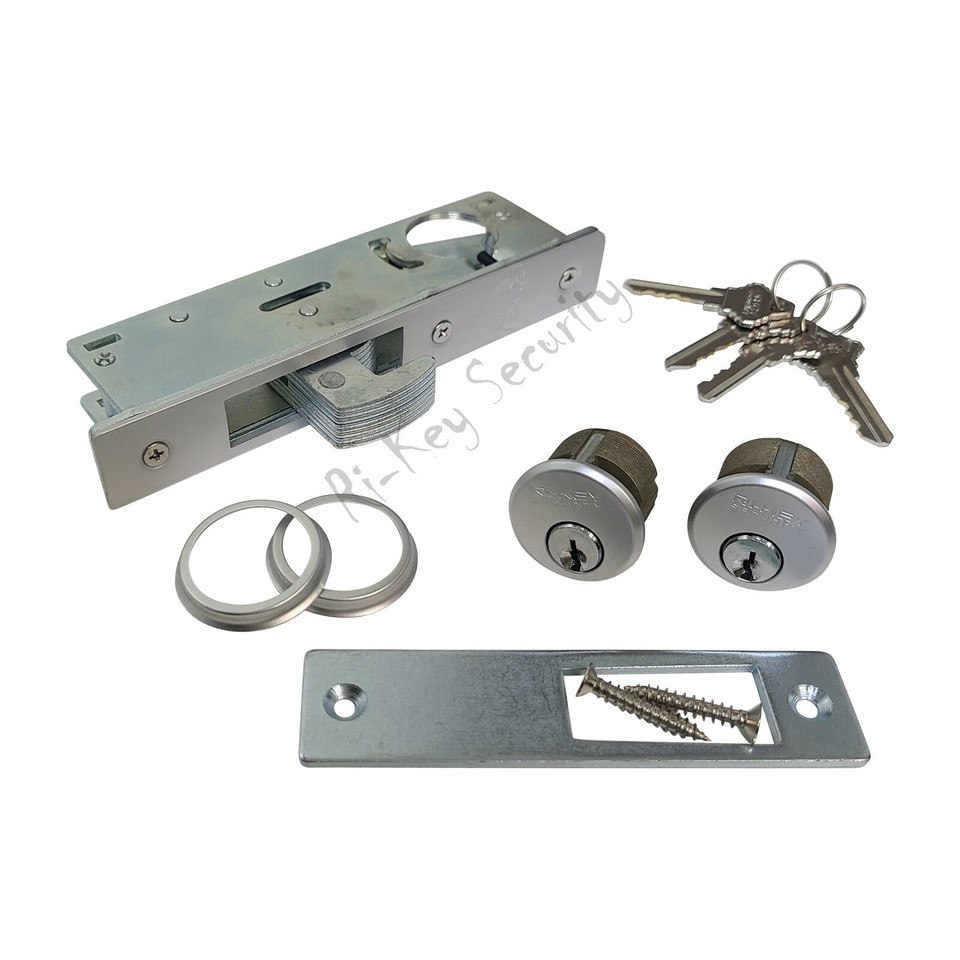New Storefront Door Mortise Lock Hook Deadbolt & 2 Cylinder Adams Rite ...