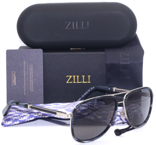 NEW ZILLI ZI65017 C03 AVIATOR SILVER BLACK W/GRAY LENS AUTHENTC ...