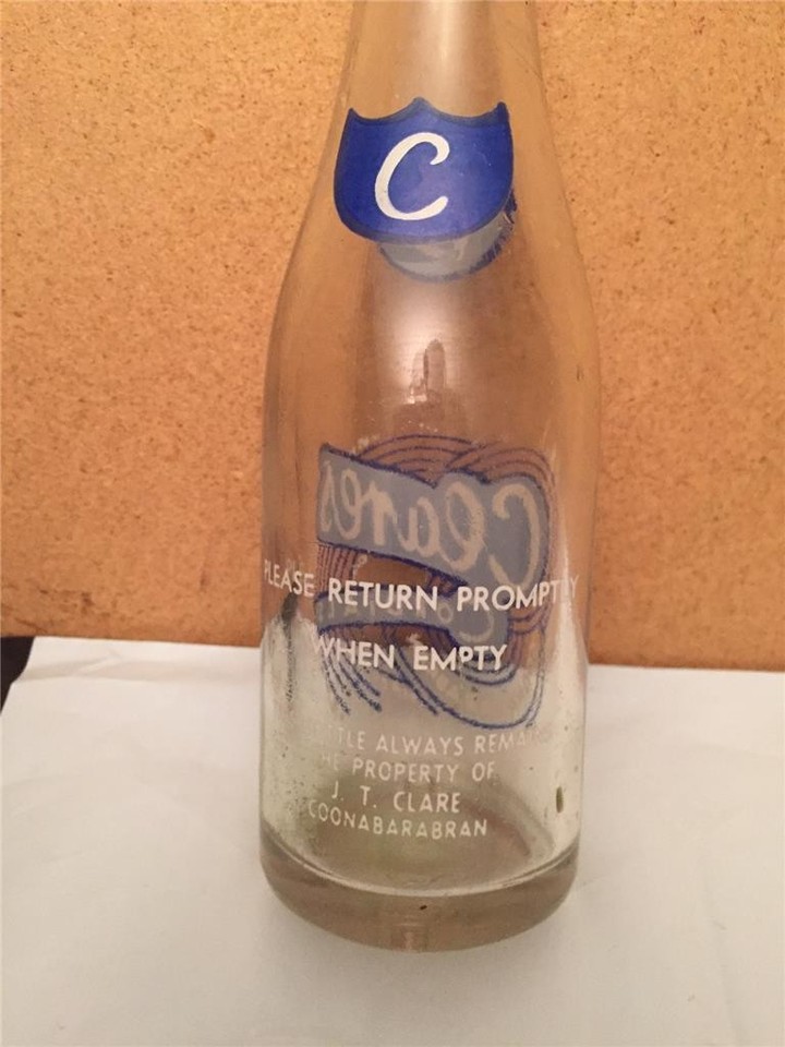 Rare 6 1/2 oz Size 1950s CLARES COONABARABRAN Pyro Label Crown Seal ...