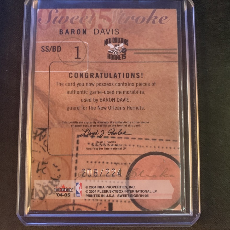 BARON DAVIS 2004-05 FLEER SWEET SIGS SWEET STROKE JERSEY #SS/BD /224 | eBay