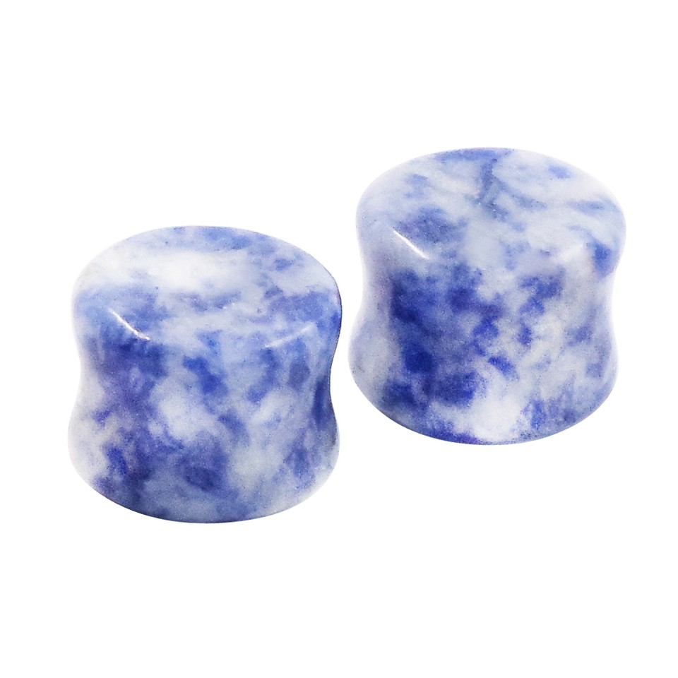 PAIR Organic Natural Stone Ear Gauges Ear Plugs Double Flared Piercing ...