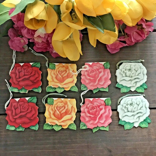 VTG Set of 8 Bridge Tally Cards Mid Century Rose Flowers Made by A-Meri ...