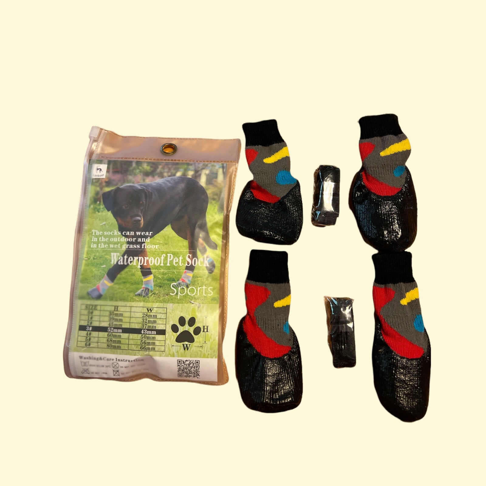 Lanboer Waterproof Dog Socks Adjustable Straps Anti-Slip Pet Paw ...