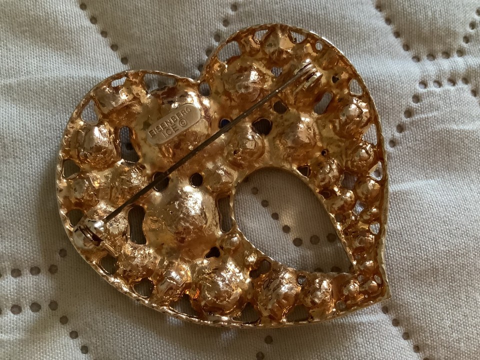 Eisenberg Ice Multi-Color Stone Heart Brooch | eBay