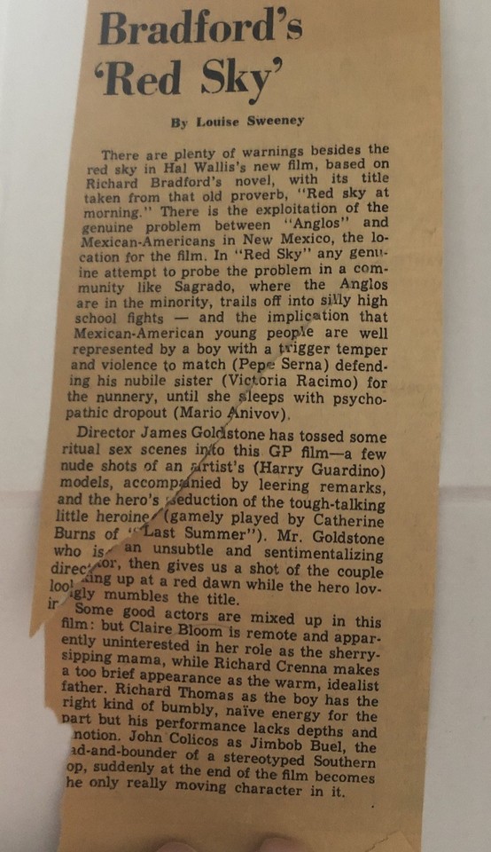 "Red Sky At Morning Richard Bradford- 1968 First Edition Hardcover ...