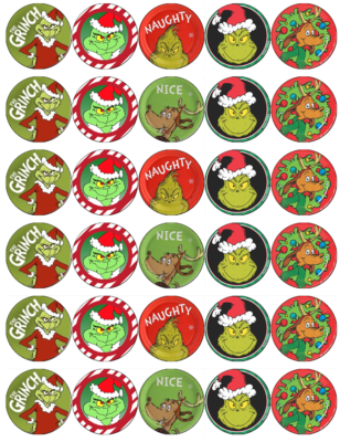 30 x The Grinch Christmas Cupcake Toppers Edible Wafer Paper Fairy Cake ...