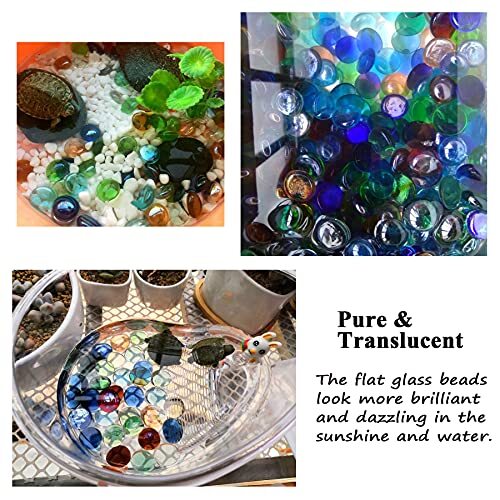 Flat Glass Marbles, 15.5 OZ Premium Mixed Color Glass Flat Flat Glass ...