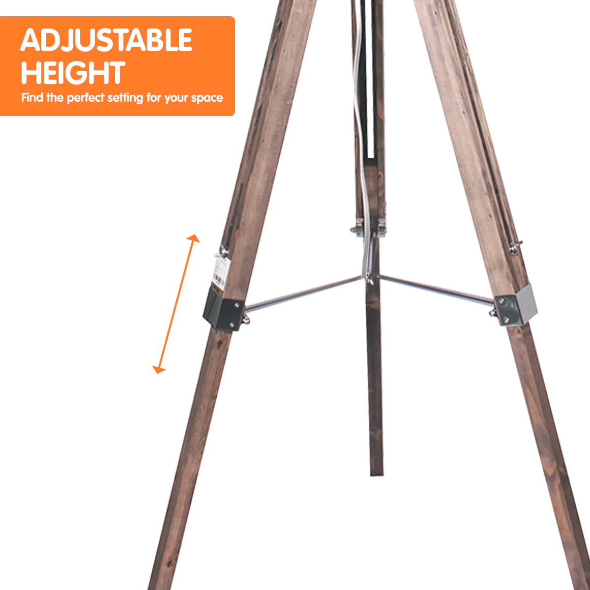 Sarantino Timber Tripod Floor Lamp Adjustable Height Taper Fabric | eBay