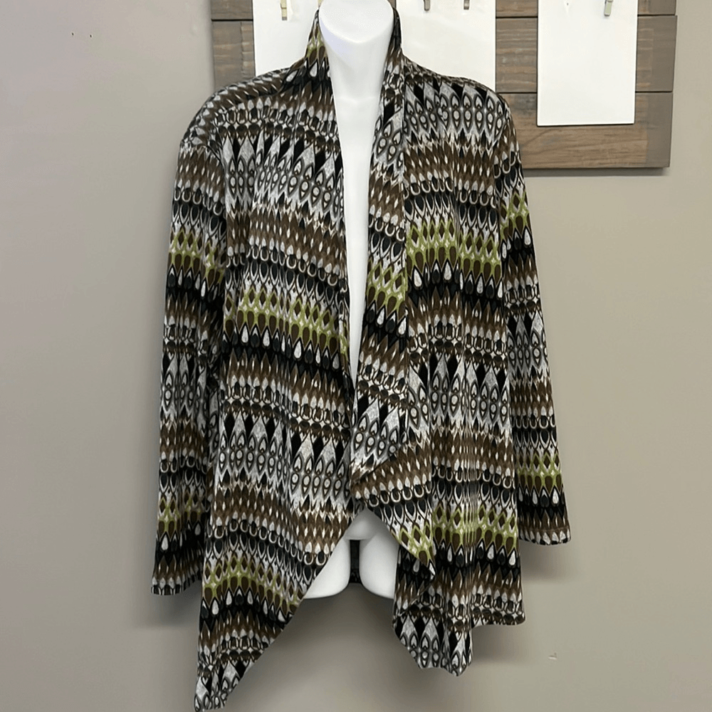 Susan Graver Aztec Native American OpenFront Asymmetric High Neck ...