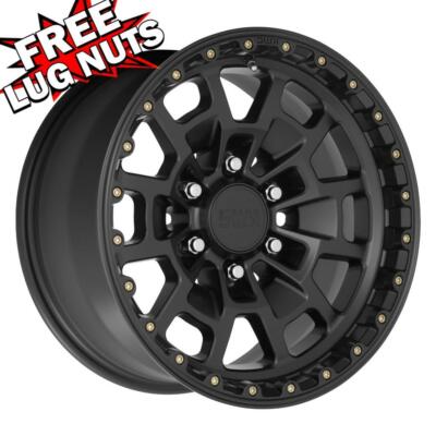 17 inch 17x8.5 KMC KM718 SUMMIT SATIN BLACK wheels rims 6x5.5 6x139.7 ...
