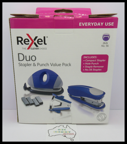Rexel Duo Stapler & Punch Staple Remover Home Value Pack - Blue in ...