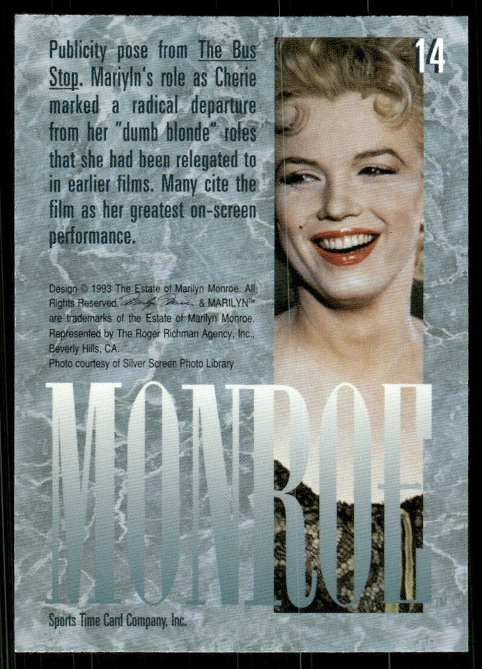 Marilyn Monroe 1993 Movie Model Actress Card #14 (NM) | eBay