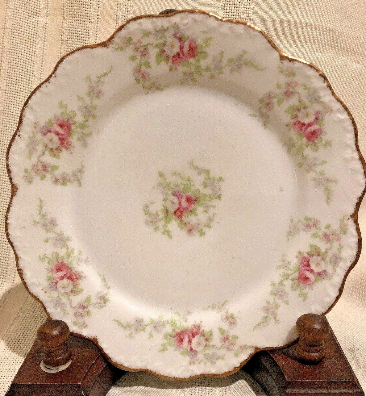 Limoges Elite - 6 1/2” Dessert Plate Gold Scalloped Edge - Cabbage ...