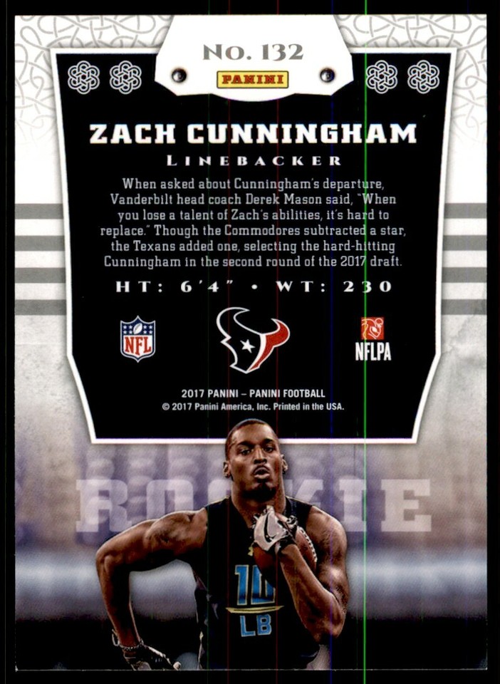 2017 Panini Football Zach Cunningham Rookie Houston Texans #132 | eBay