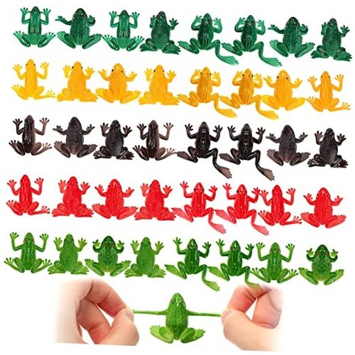 CHENGU Pcs Plastic Frogs Toy Mini Rubber Frog Set Realistic 40 Solid ...