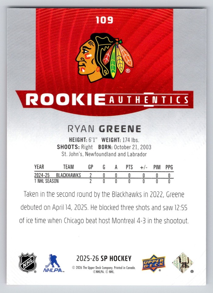2025-26 SP #109 Ryan Greene #/1749 | eBay