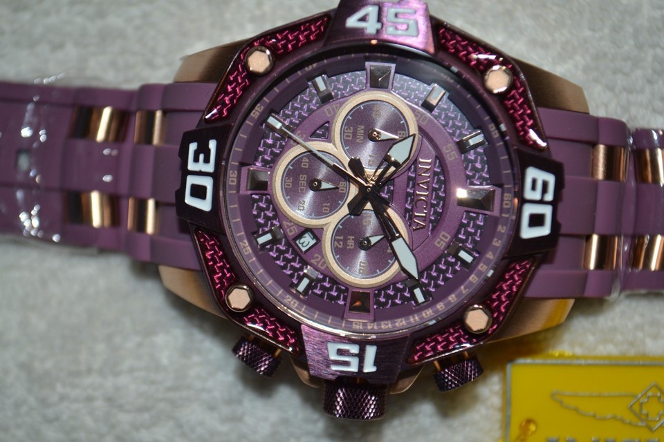NEW 52mm INVICTA PRO DIVER RUSH CHRONOGRAPH PURPLE & GOLD 40857 WATCH ...