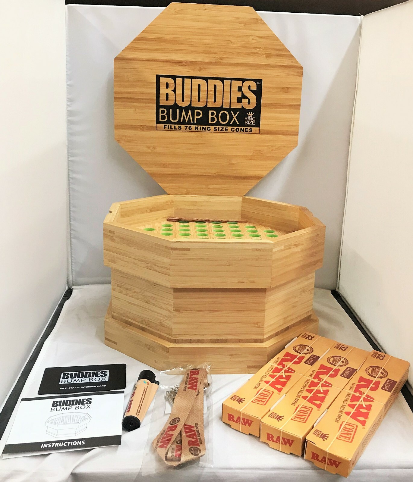 Buddies Wooden Octagon Bump Box King Size w/ 96 Classic King Size Cones ...