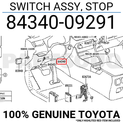 8434009291 Genuine Toyota SWITCH ASSY, STOP 84340-09291 | eBay