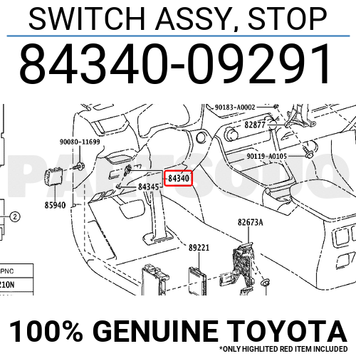 8434009291 Genuine Toyota SWITCH ASSY, STOP 84340-09291 | eBay